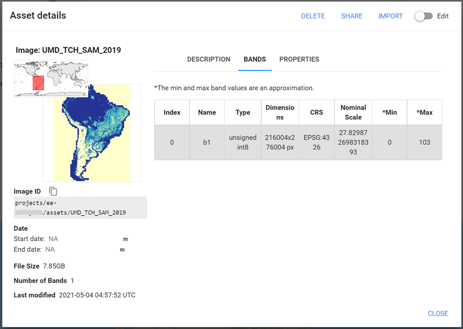 Using your own data in CEO: Connecting GEE raster data